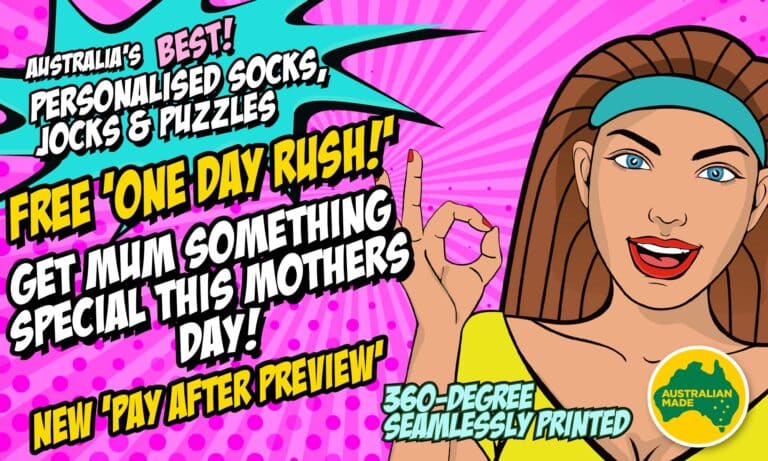 Aussie Made, Personalised Socks, Custom Socks, Printed Photo & Face Socks